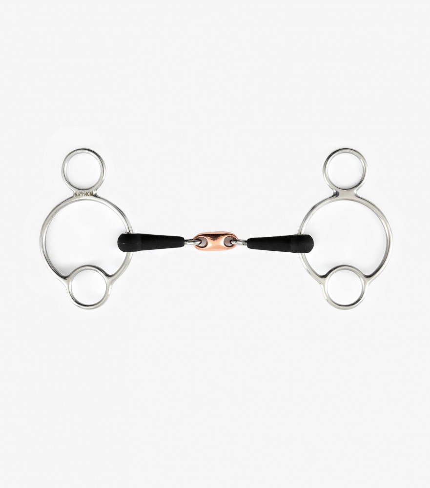 Premier Equine Rubber Three Ring Dutch gag with Lozenge